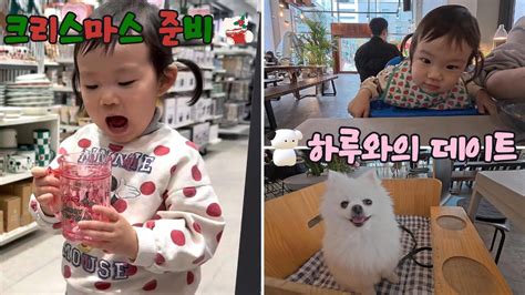 Vlog 21개월 아기의 공격 Vs 아빠의 방어 강아지와 브런치 카페 모던하우스 크리스마스 용품 구입 육아 브이