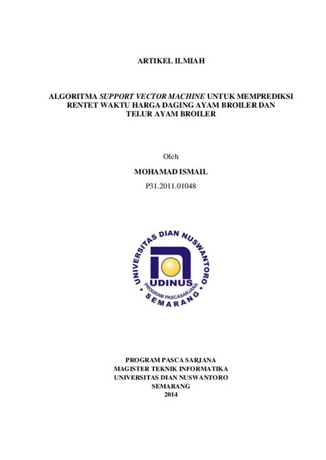 Pdf Artikel Ilmiah Algoritma Support Vector Machine Untuk Memprediksi