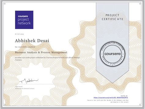 Earned Business Analysis And Process Management Certification Abhishek Desai Posted On The