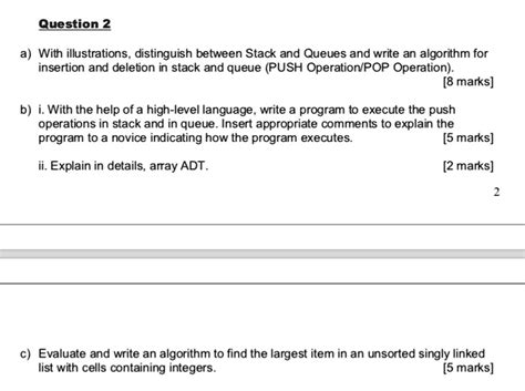Question 2 A With Illustrations Distinguish Between Stack And Queues