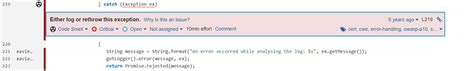 Either Log Or Rethrow This Exception Code Smell But Its Already Logged Report False
