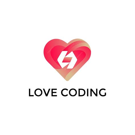 Premium Vector Love Coding Logo Design