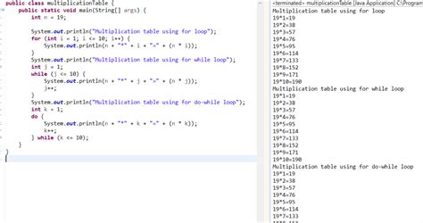 Generate Multiplication Table In Java