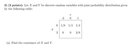 Solved 3 3 Points Let X And Y Be Discrete Random Chegg Com