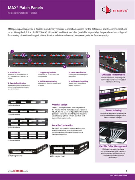 Siemon Max Patch Panels Spec Sheet Download Free Pdf Computer