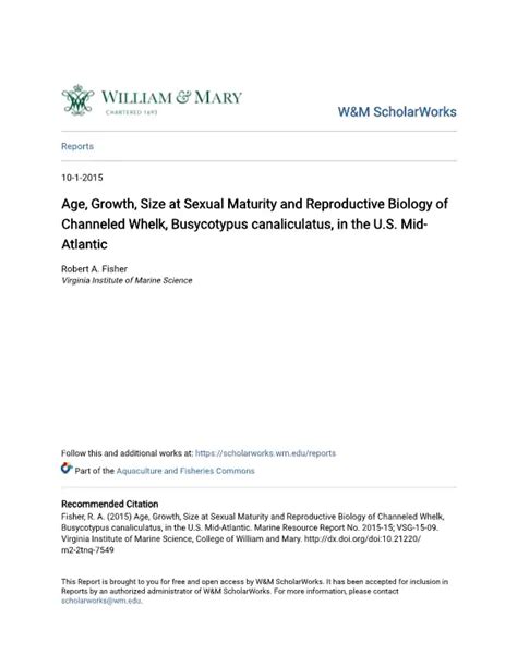 Age Growth Size At Sexual Maturity And Reproductive Biology Of