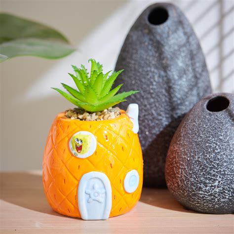 Spongebob Squarepants Pineapple Faux Succulent Planter Boxlunch House Planter Pineapple