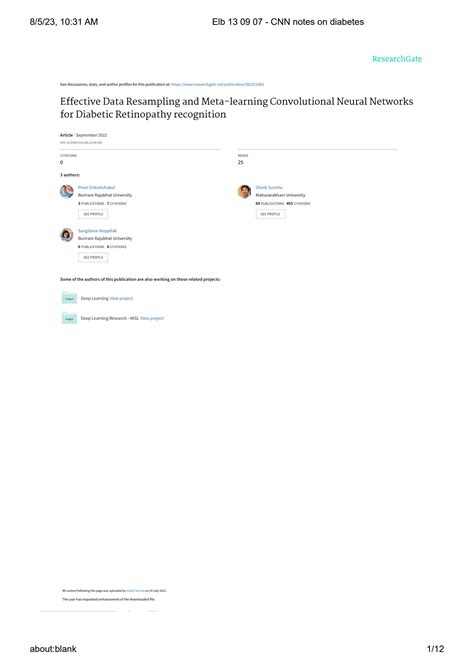 Solution Elb 13 09 07 Cnn Notes On Diabetes Convolutional Neural Networks For Visual