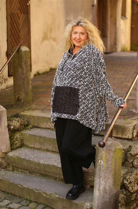 Sinne Lagenlook Oversize Pullover Gr 44 46 48 50 52 54 Schwarz Weiß Lagenlook Traumland