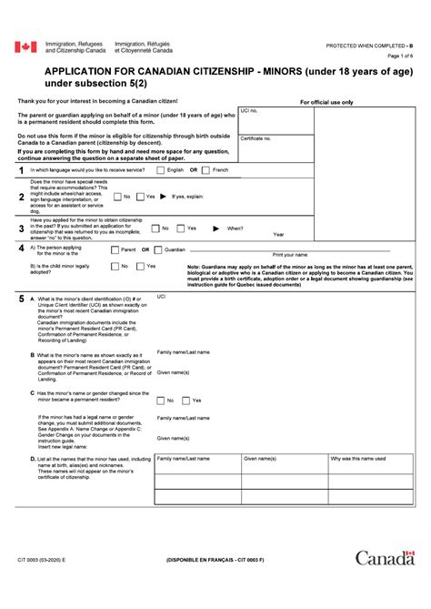 Form Cit0003 Fill Out Sign Online And Download Fillable Pdf Canada
