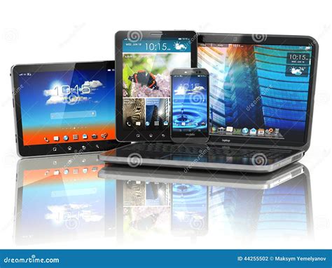 Dispositivos Móviles Ordenador Portátil Smartphone Y Tablet Pc Stock
