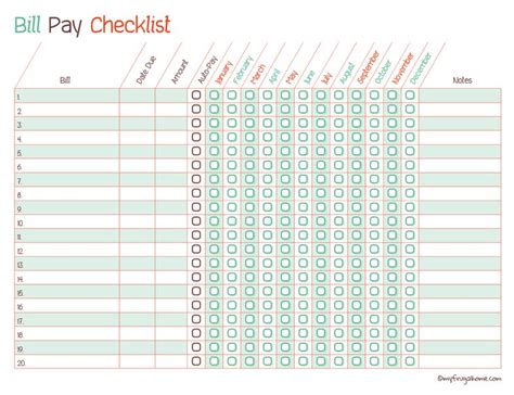 Freeprintablemonthlybillpaymentchecklist Bill Pay Checklist