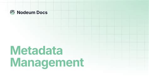 Metadata Management Nodeum Docs