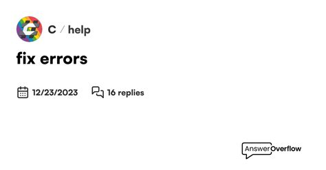 Fix Errors C