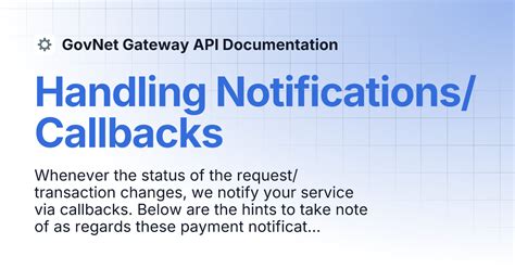 Handling Notificationscallbacks Govnet Gateway Api Documentation