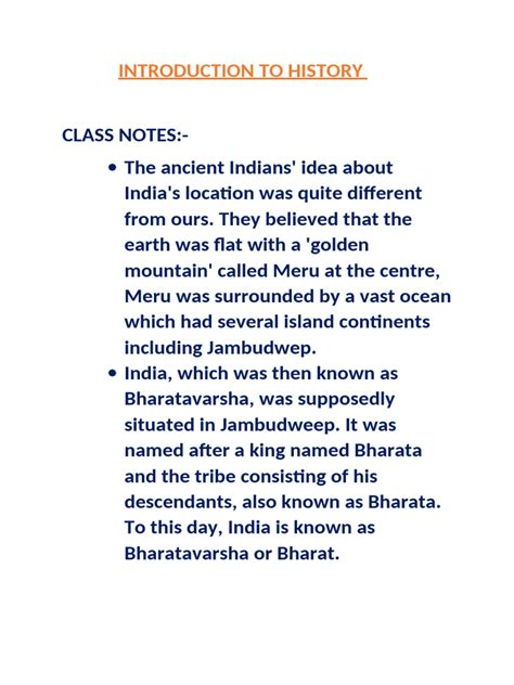 Introduction To History Class Notes Pdf