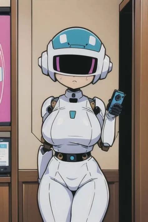Anime Character In White Suit Holding A Cell Phone In Front Of A Tv