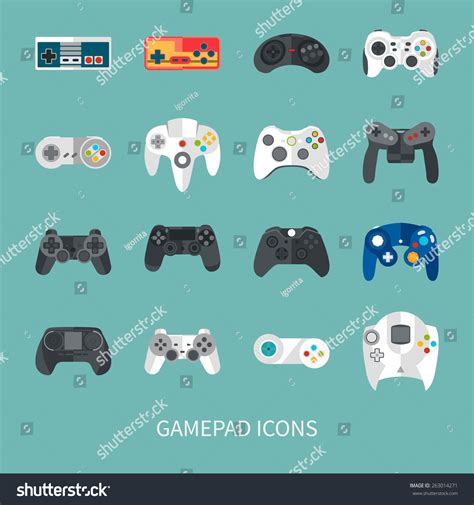 Gamepad Icon Set Flat Style Vector Stock Vector Royalty Free 263014271 Shutterstock
