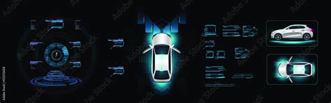 futuristic car interface car with navigation pad on hud digital holographic screen smart car
