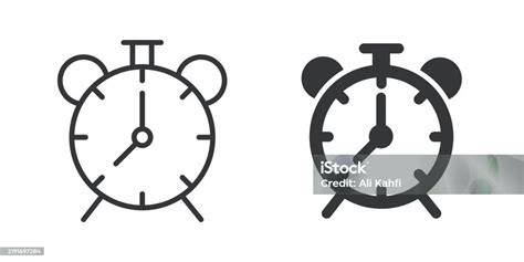 알람 얇은 선과 글리프 솔리드 아이콘입니다 편집 가능한 획과 투명한 배경에 격리된 완벽한 픽셀 24에 대한 스톡 벡터 아트 및