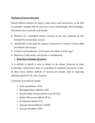 Methods Of Viruses Detection DOCX Infectious Diseases Diseases And Conditions