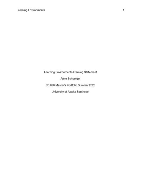 Learning Environements Framing Statement Download Free Pdf Classroom Behavior Modification