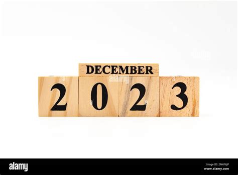 December 2023 Written On Wooden Blocks Isolated On White Background