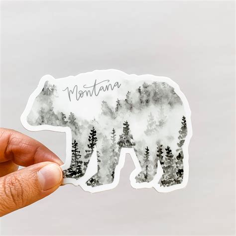 Montana State Forest Bear Black Sticker Decal Wildflower Paper Company