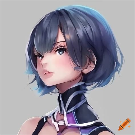 Sci Fi Cute Anime Girl With A Pixie Haircut And Dark Hair Wearing