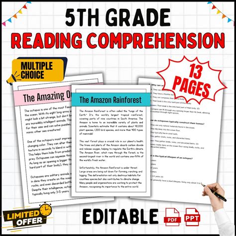 5th Grade Multiple Choice Reading Comprehension Passages And Questions Made By Teachers