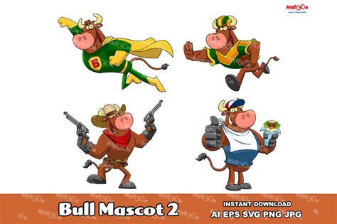 Bull Cartoon Mascot Character 2 Clip Art Vector By Hittoon Thehungryjpeg