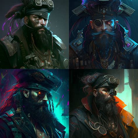 Barbe Noire The Blackbeard Pirate In Cyberpunk Sty By Lerat2344 On