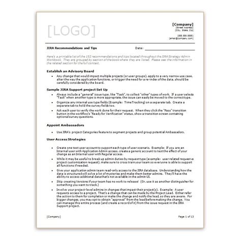 JIRA Recommendations And Tips Strategy For Jira