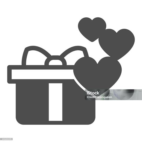 활과 하트 솔리드 아이콘 블랙 프라이데이 개념과 선물 상자 벡터 그래픽입니다 좋아하는 최고의 선물 패키지 흰색 배경에 기호 모바일 또는 웹 디자인을위한 글리프 스타일 아이콘