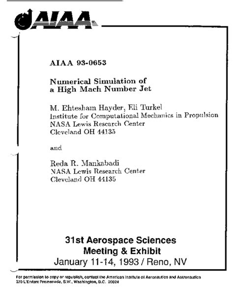 Pdf Numerical Simulation Of A High Mach Number Jet Flow