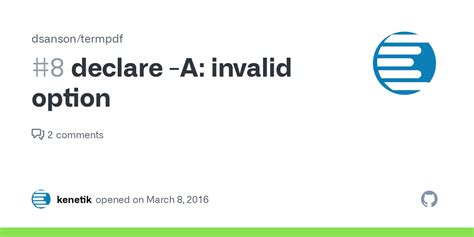 Declare A Invalid Option Issue Dsanson Termpdf GitHub