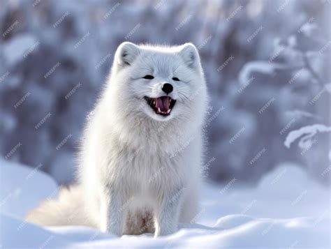 Premium Ai Image Happy And Funny Arctic Fox In Winter