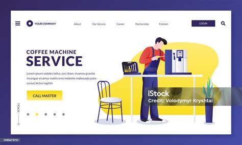 커피 기계 수리 서비스 핸디맨 마스터 고정 주방 전자 제품 장비 벡터 플랫 일러스트레이션 수리에 대한 스톡 벡터 아트 및 기타 이미지 Istock