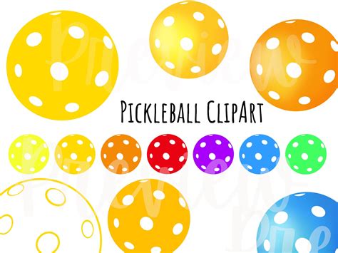 Pickleball Clip Art For Commercial Use Rainbow Clipart Of Balls And