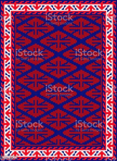전통적인 민속 기하학적 장식 꽃 모티브와 다채로운 동양 양탄자 카펫 테두리 프레임 패턴 0명에 대한 스톡 벡터 아트 및 기타 이미지 0명 고대의 고풍스런 Istock