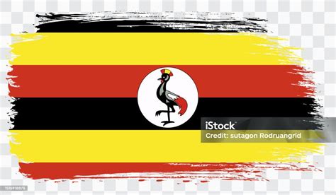 우간다 국기가 있는 그런지 브러시 스트로크 수채화 그림 깃발 포스터 국기의 배너 스타일 수채화 그리기 투명한 배경에 격리된 벡터입니다 가리기에 대한 스톡 벡터 아트 및 기타