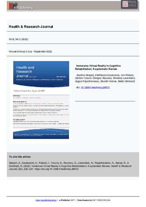 Pdf Immersive Virtual Reality In Cognitive Rehabilitation A