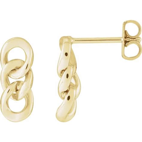 Curb Chain Link Dangle Drop Earrings Solid 14k Yellow White Rose Gold