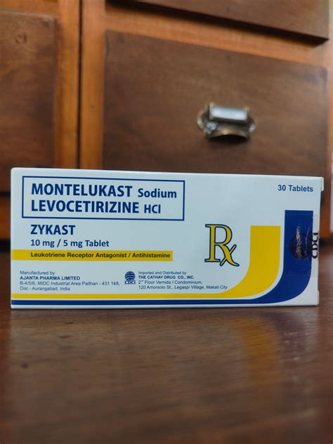 Montelukast Sodium Levocetirizine Hydrochloride Zykast 10mg 5mg T Meds For All