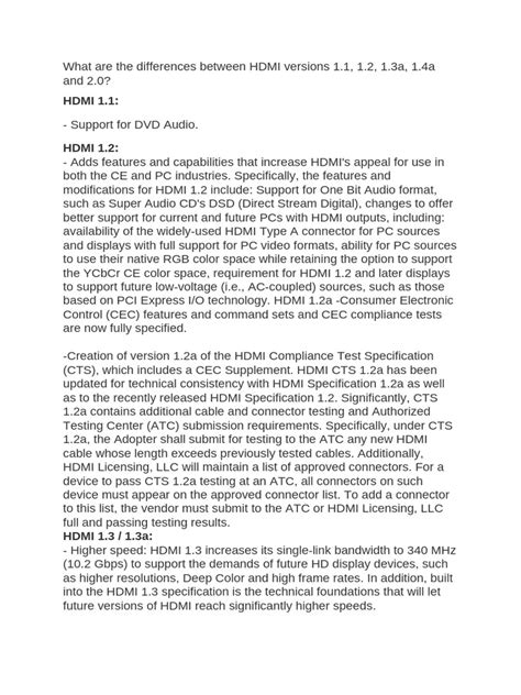 What Are The Differences Between Hdmi Cables 1 Up To Vs 2 0b Pdf