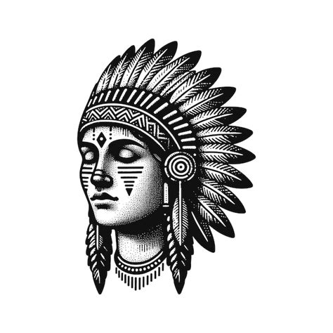 Premium Vector Indian Apache Head Illustration Design Hand Drawing Image