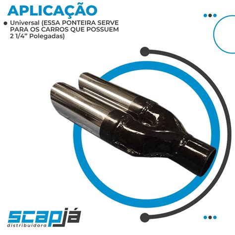 Ponteira Dupla Cromada Universal Para Escapamento