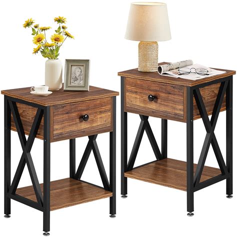 Vecelo Nightstand Set Of 2 Modern Bedside End Tables Night Stands
