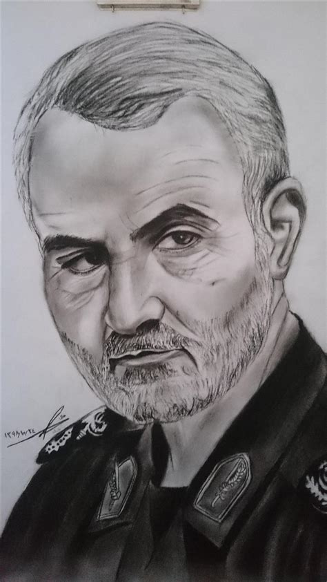 نقاشی سردار سلیمانی کودکانه و بزرگسال ساده و سخت برای رنگ آمیزی