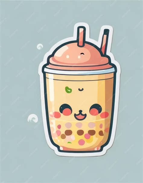 Premium Ai Image Bubble Tea Cutie Cheerful Character With Straw